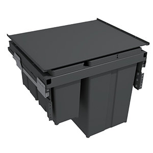 Inbouwafvalemmer Evo 74 liter, geschikt voor kastbreedte 600 mm, antraciet - kast-inrichting.nl