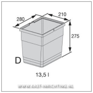 Afvalemmer Ninka eins2vier, inhoud 13,5 liter - kast-inrichting.nl